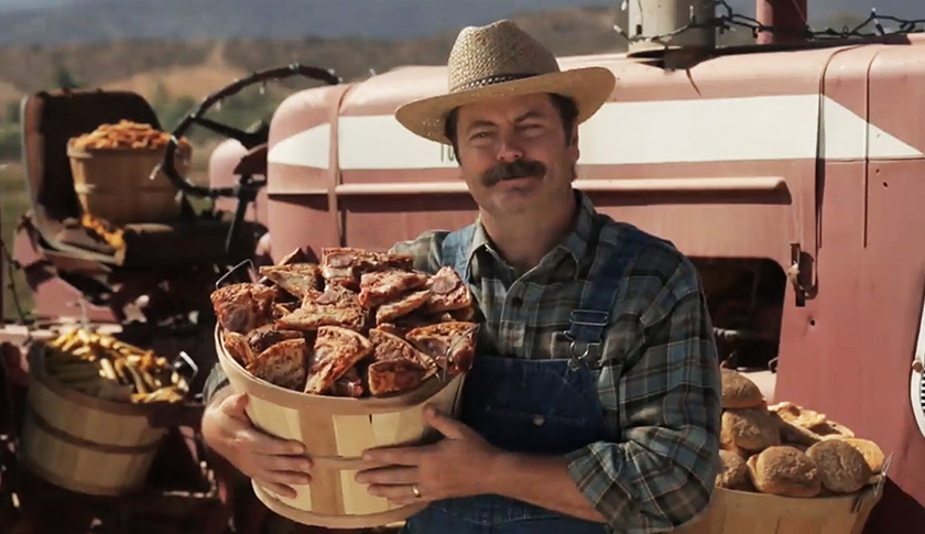 Nick Offerman Tours Pizza Farm in a Hilarious Healthy Food PSA Spoof ...