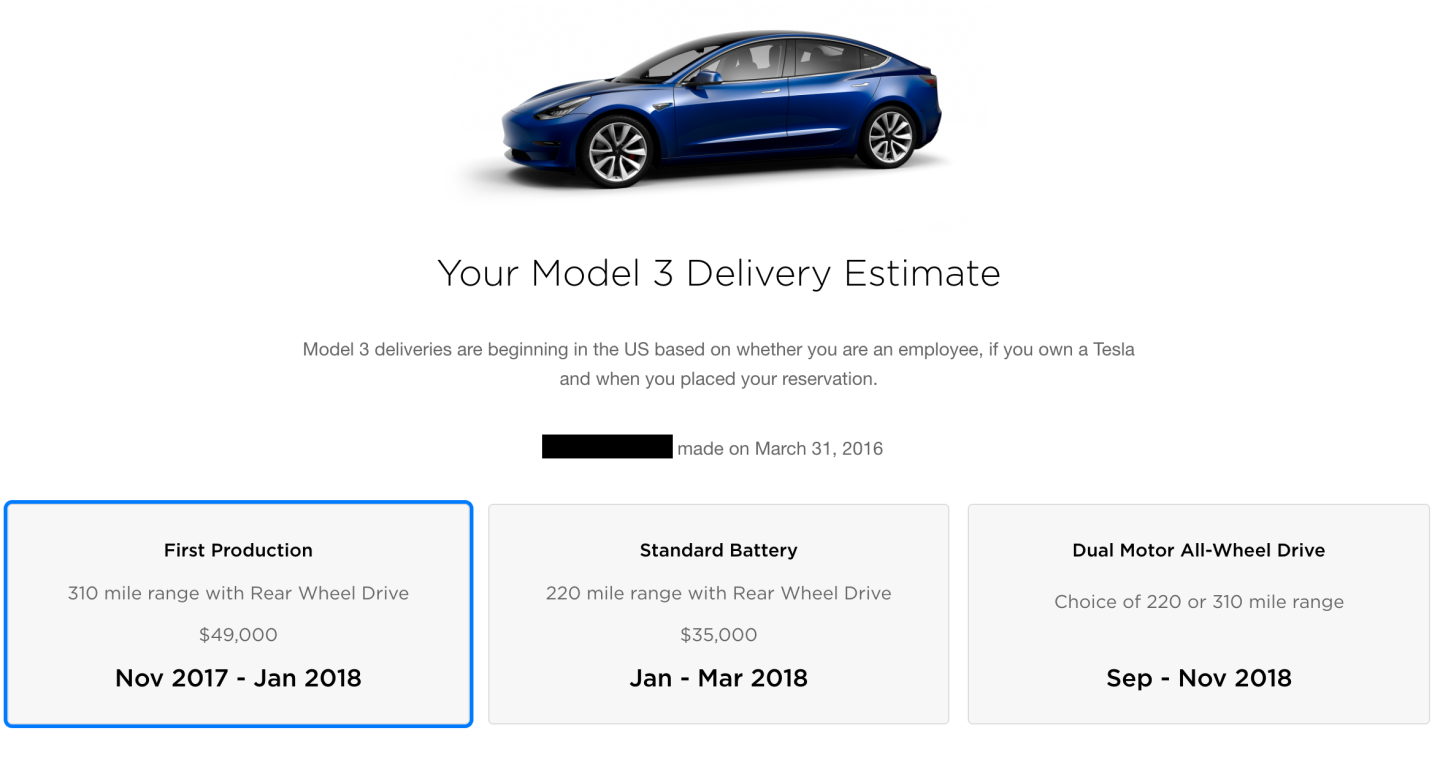 Tesla Releases Some Model 3 Delivery Estimates | Fortune