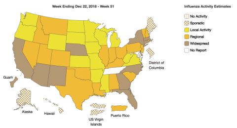 U.S. Flu Map: 11 States Now Experiencing Widespread Flu Activity | Fortune