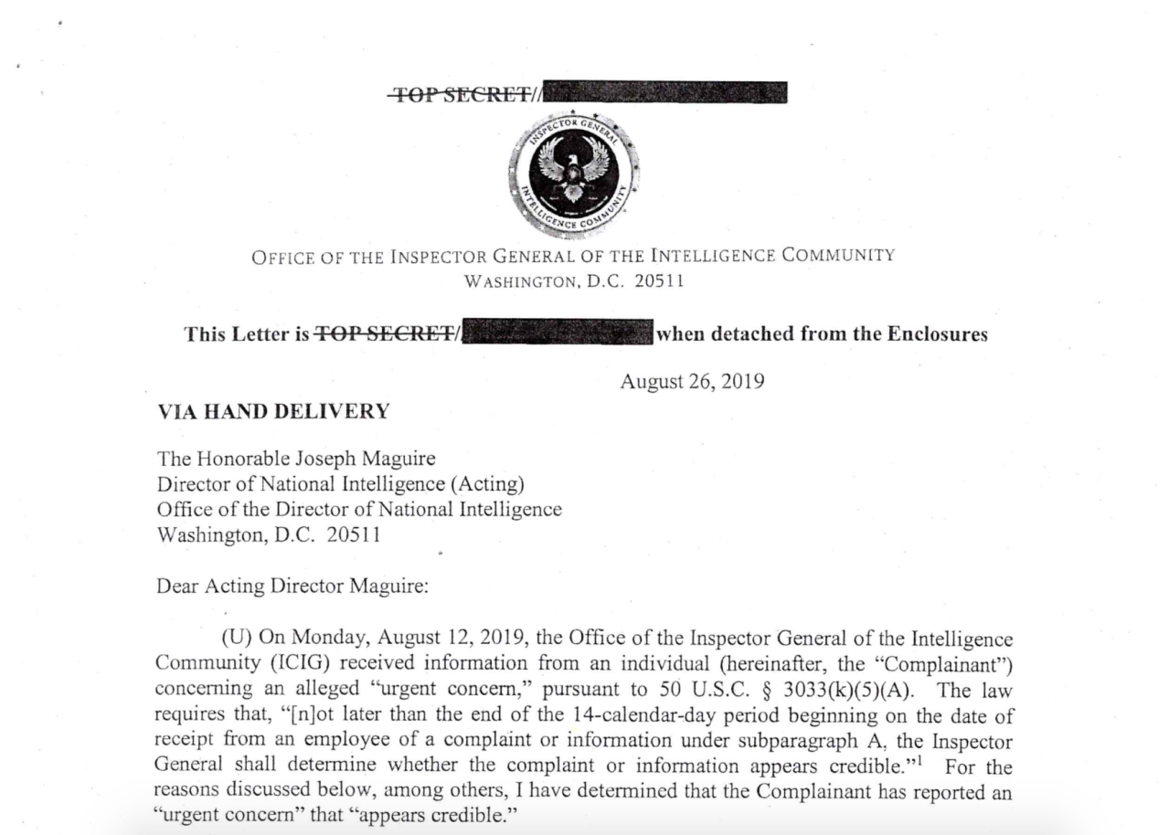 Whistleblower Report Declassified, Released By House Intelligence ...