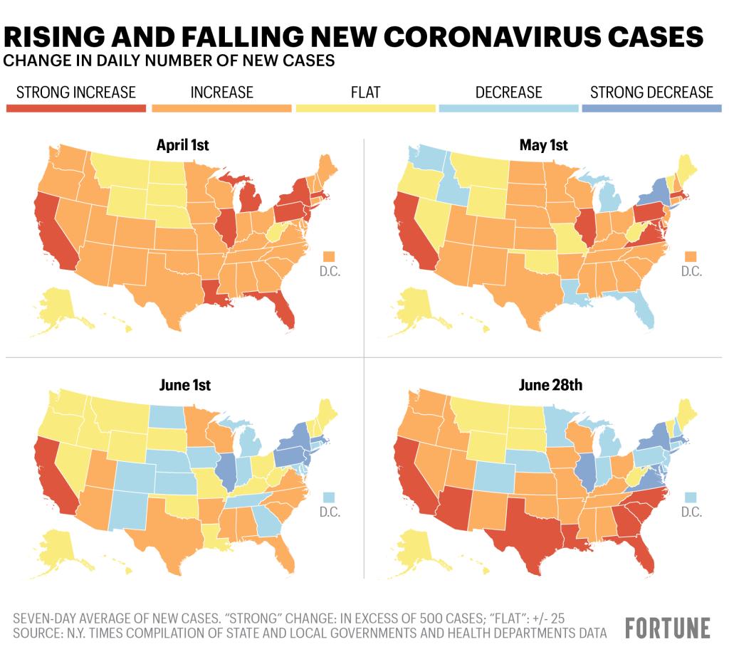 Coronavirus in U.S.: 4 maps show how COVID-19 has changed in state-by ...