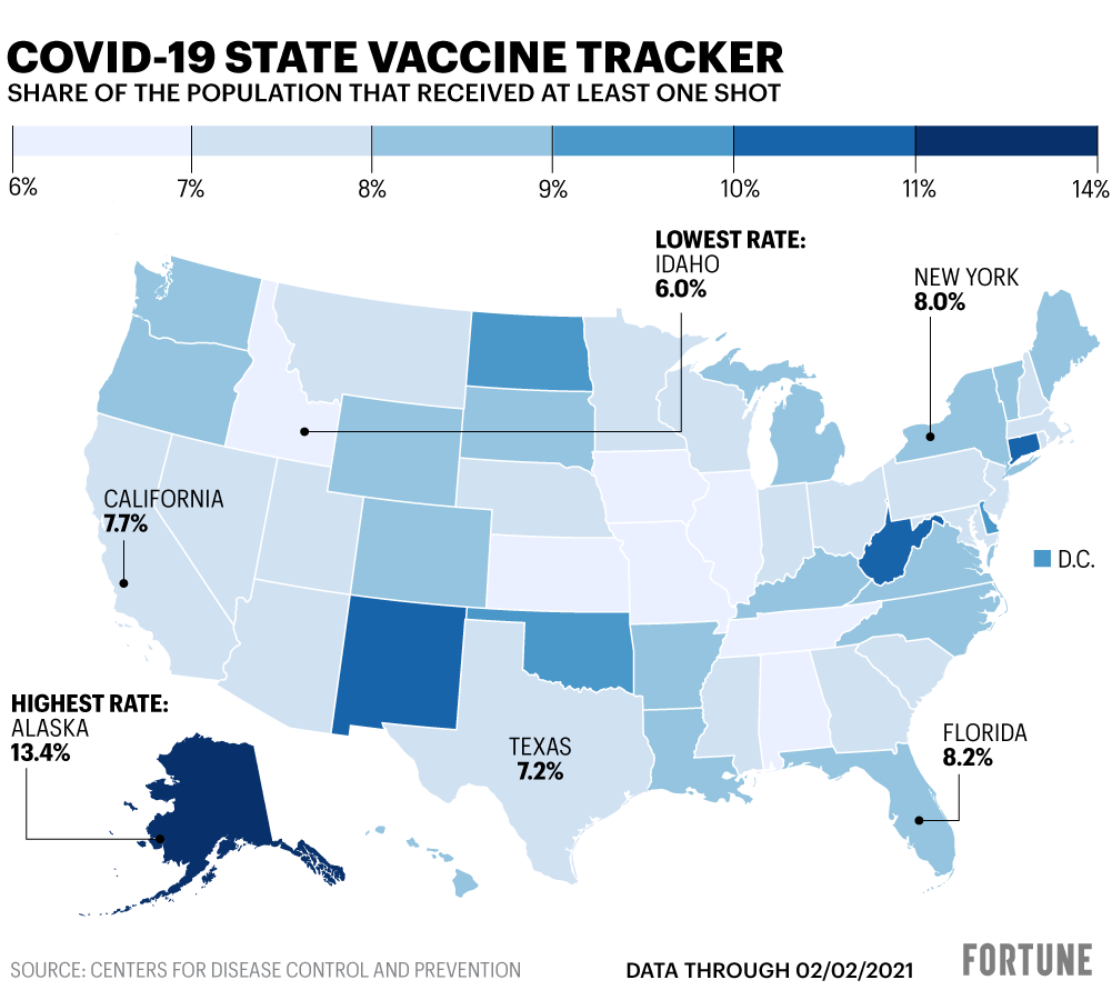 COVID vaccine update state: Map of coronavirus vaccination rates in ...