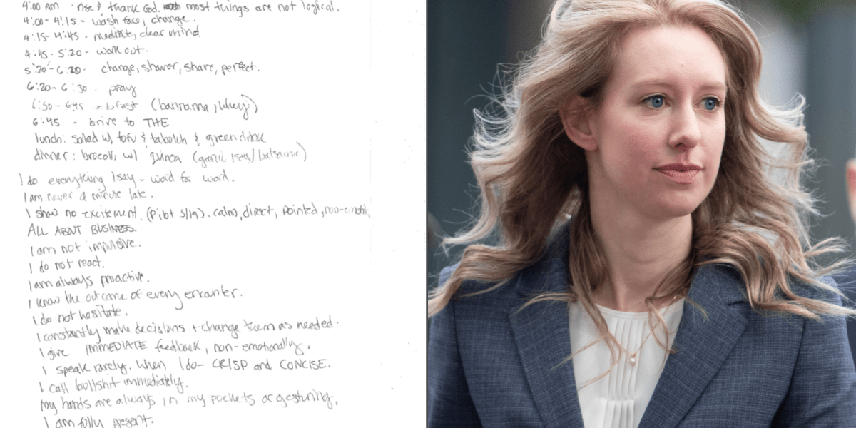 Elizabeth Holmes’ handwritten note says a lot about how she believed ...
