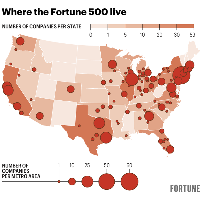 What city has the most Fortune 500 headquarters? | Fortune